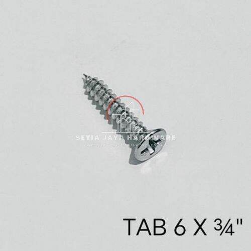 [25 pcs] Sekrup Fab 6 x 3/4" | Fab 6 x 3/4 inch | Sekrup Putih Kusen ...