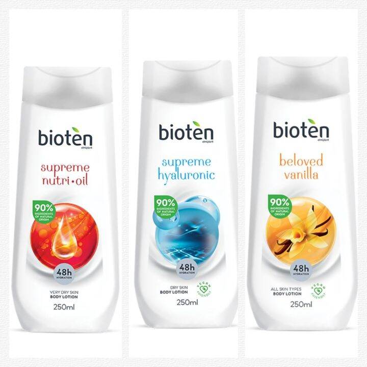 BIOTEN Body Lotion Supreme Nutri-Oil/Supreme Hyaluronic/Beloved Vanilla ...