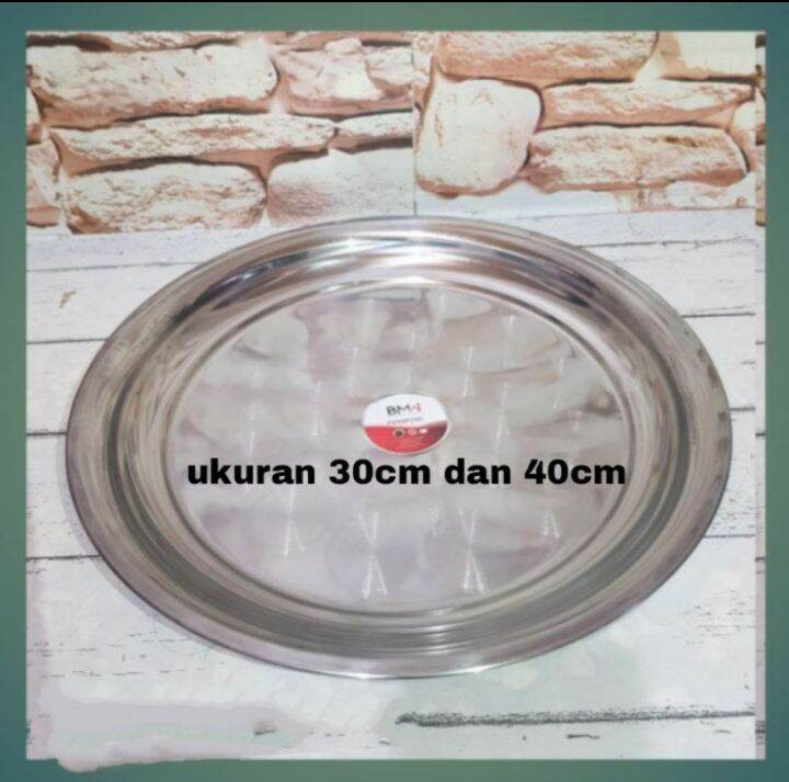 nampan bulat polos 30cm stainless steel/baki bulat stainless steel ...