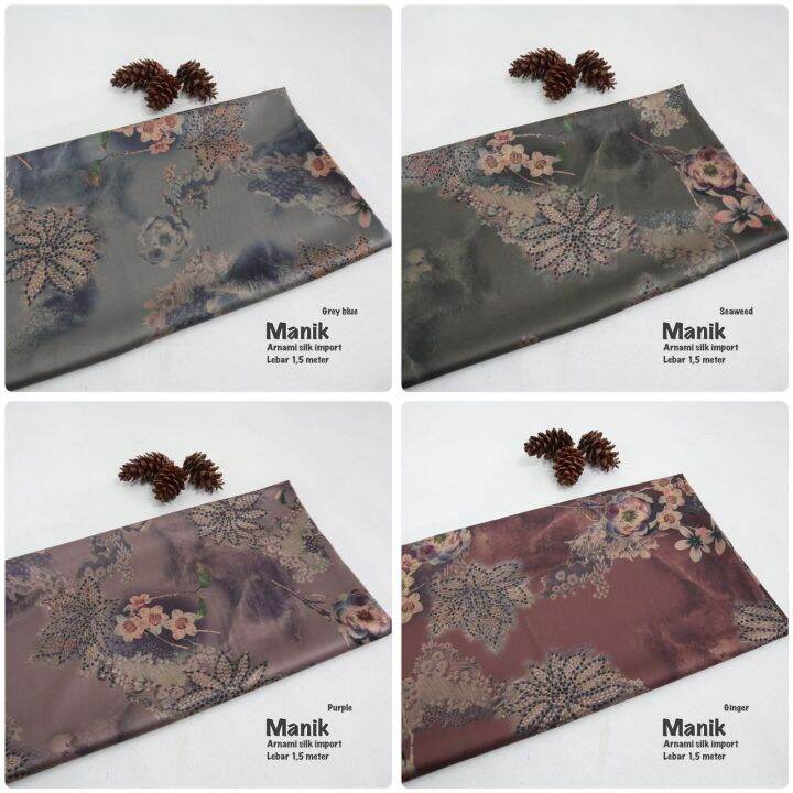 kain ARM silk motif mawar | motif manik | harga per setengah meter ...