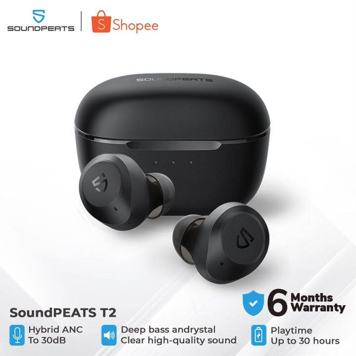 Soundpeats T2 Hybrid Active Noise Cancelling Wireless Earbuds TWS ...
