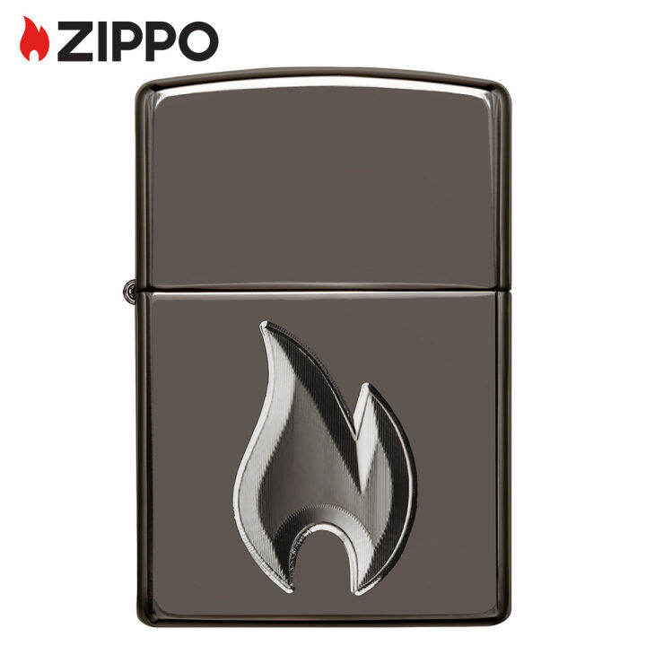 Zippo Flame Design Black Ice Pocket Lighter |29928การออกแบบเปลวไฟ（ไฟแช็กไม่มีเชื้อเพลิงภายใน ...