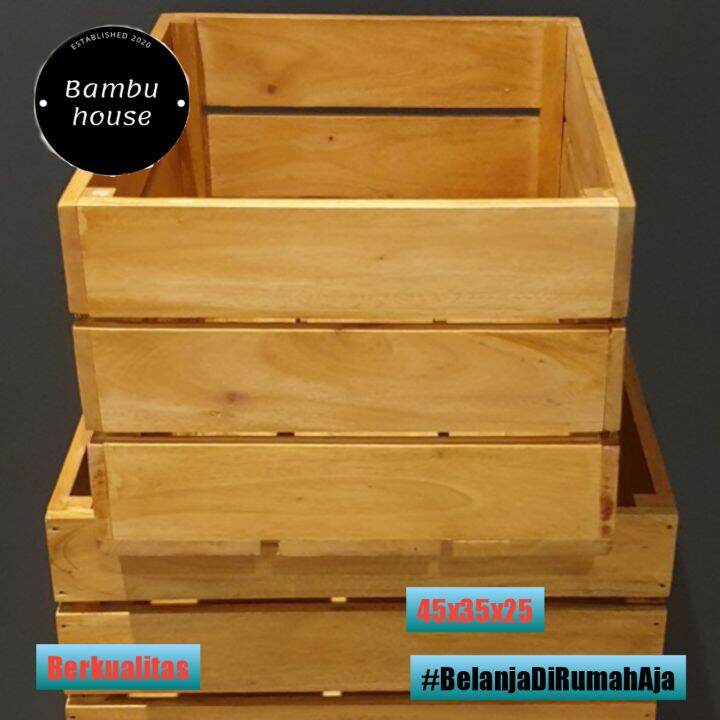 BOX KOTAK PETI PENYIMPANAN KAYU SERBAGUNA 45X35X25CM | Lazada Indonesia