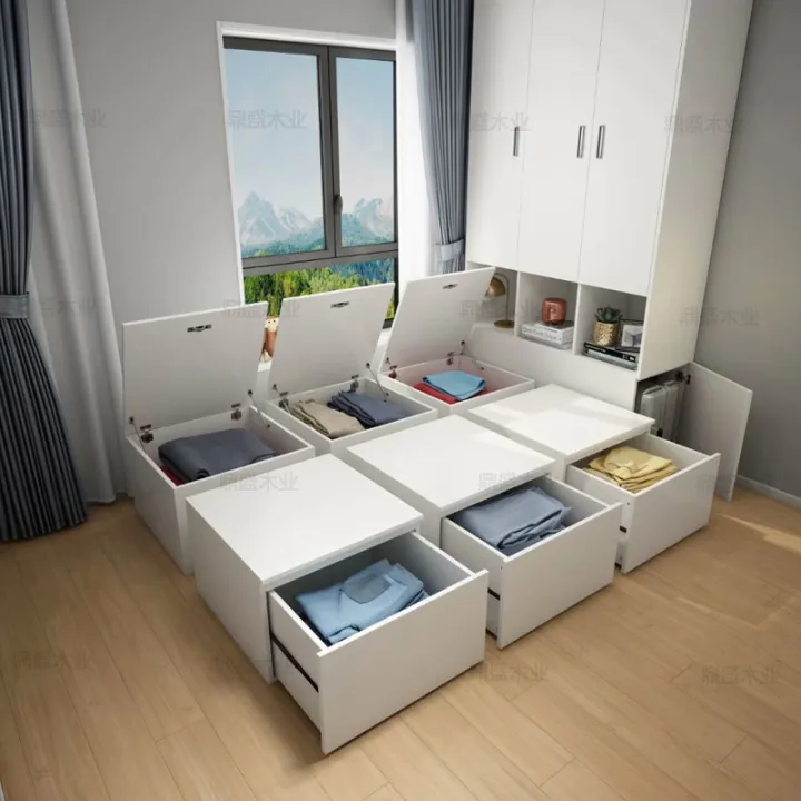 Tatami Wooden Box Bed Solid Wood Platform Bed Simple Modern Bedroom ...