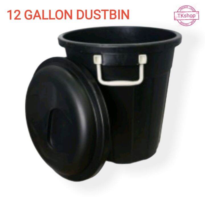 Dustbin 12 Gallon V8120 / Tong Sampah Hitam | Lazada