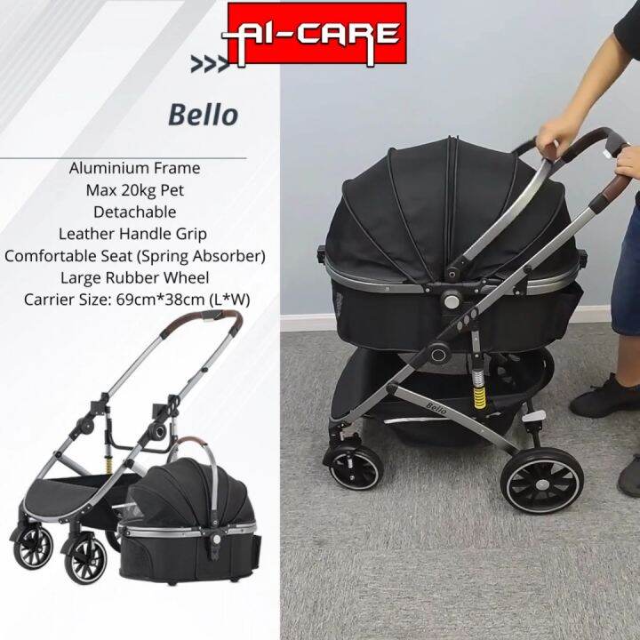 BELLO Premium Pet Stroller for Dog & Cat Detachable Carrier Upgraded ...