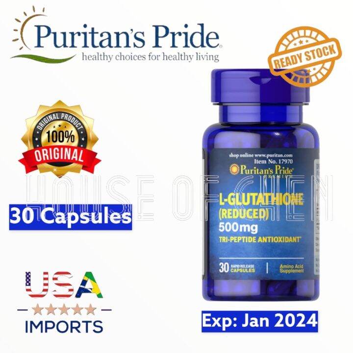 puritan pride l glutathione 500mg 30 capsul - rapid release - original ...