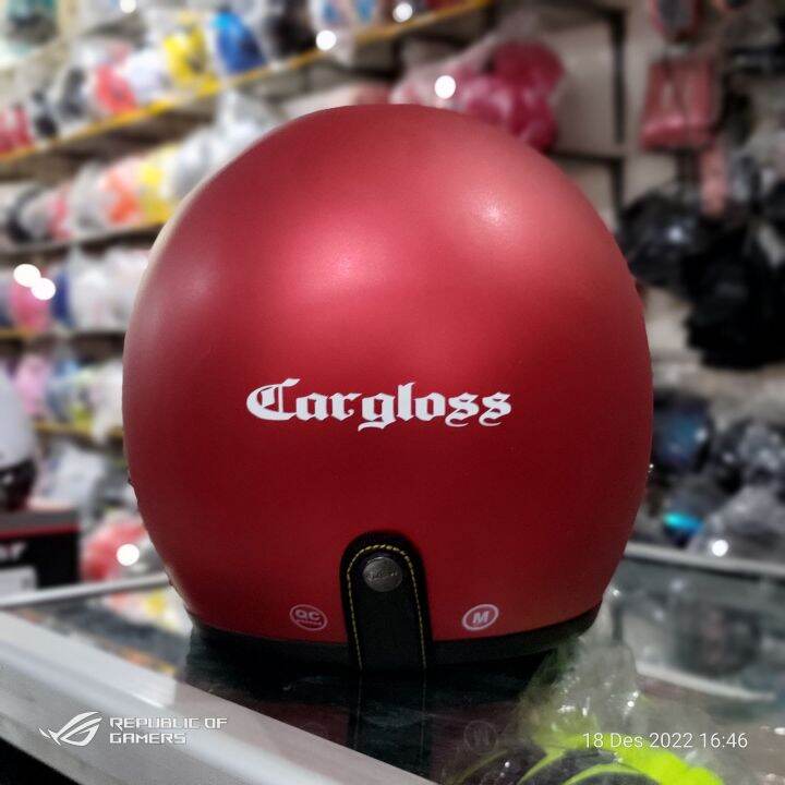 Helm Cargloss Original CFM Retro Half Face - Deep Red Met Doff | Lazada ...