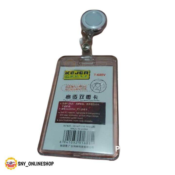 ID Card Holder / Name Tag / Casing ID Card Vertikal Yoyo Acrylic 2 Sisi ...