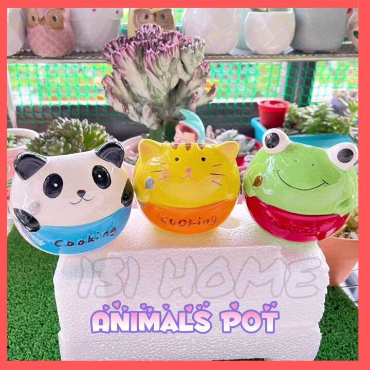 Ceramics Animals Flower Pot Cute Pasu Bunga Haiwan Seramik Comel Small ...