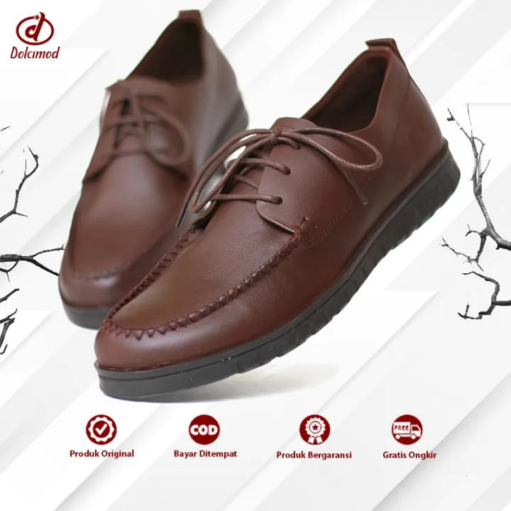 DOLCIMOD -Sepatu Kulit Pria Casual Kerja Kantor Derby Shoes Oxford ...