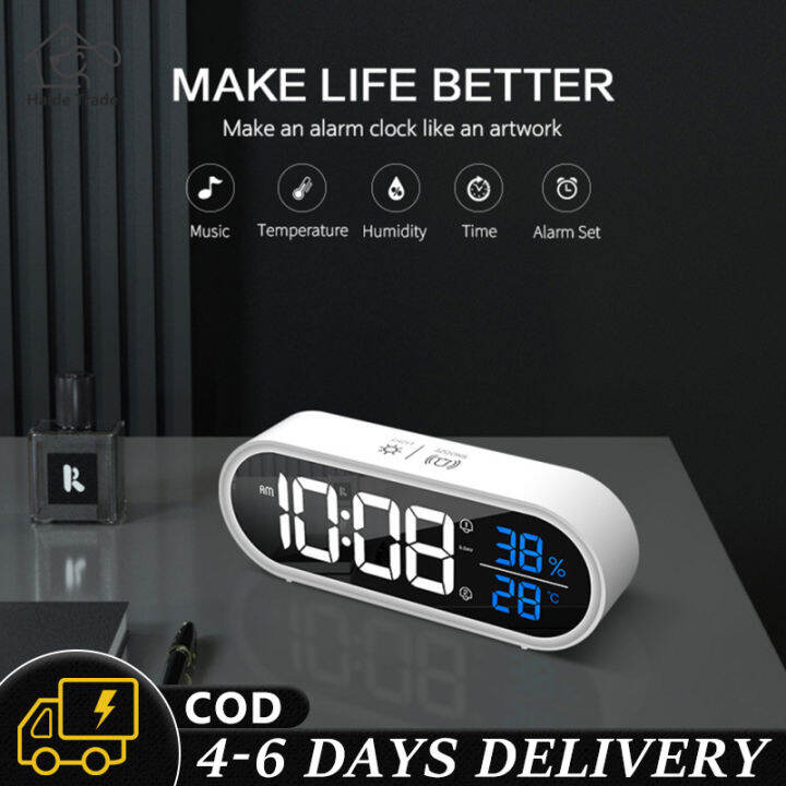 Led Digital Alarm Clock Rechargeable Adjustable Volume Brightness ...