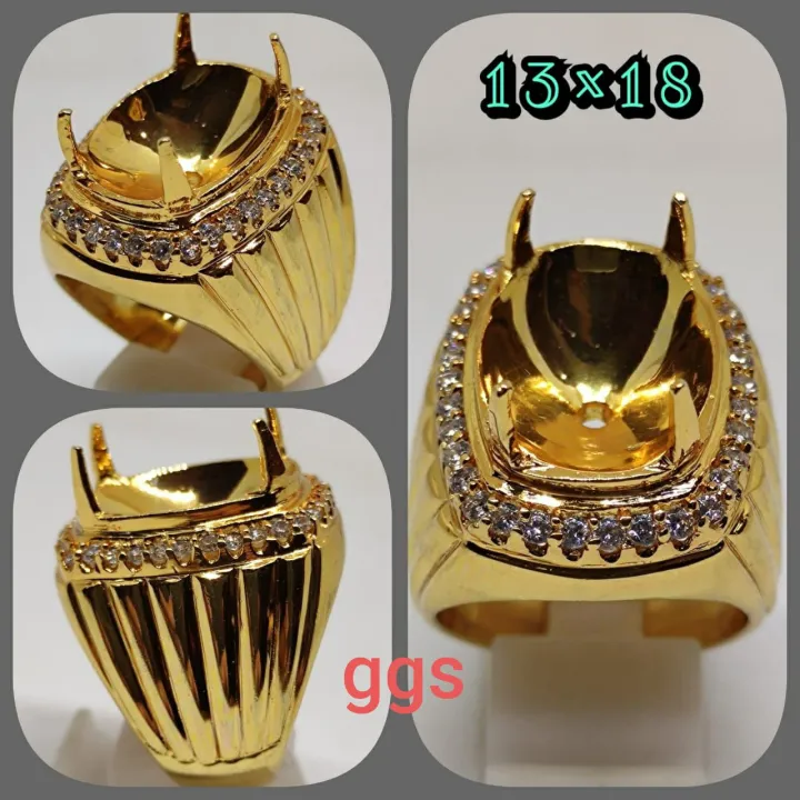 ring cincin alpaka super/emban/ikatan batu permata warna kuning dan ...