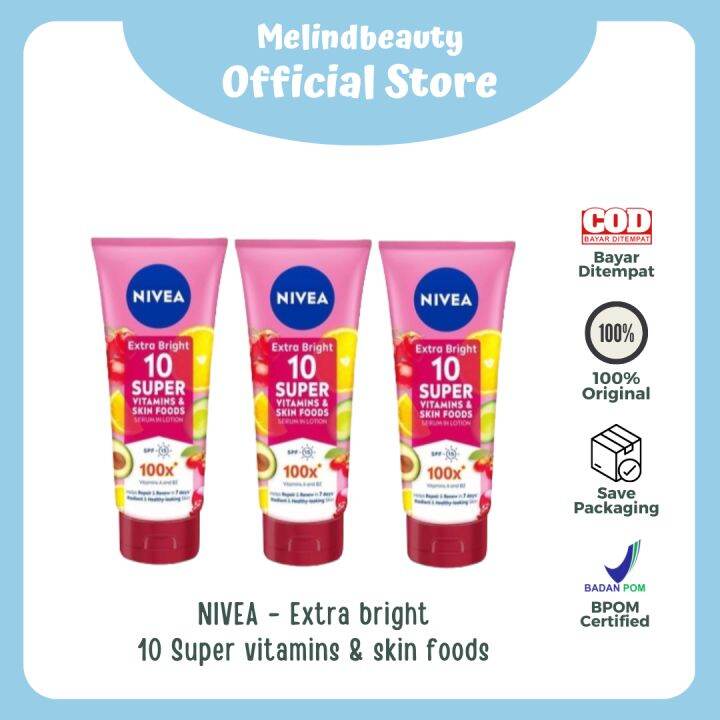 Nivea extra bright 10x super vitamins & skin foods serum | Lazada Indonesia