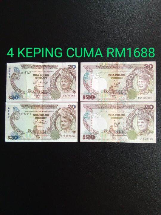 Malaysia Duit Lama RM20 2 Keping TC & TE Signed By Aziz Taha & 2 Keping ...
