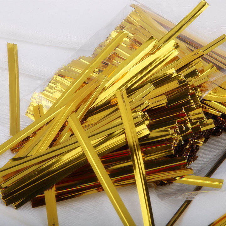 Metal Tie Wire Ribbon Gold and Silver Wire Cake Gift Bag Sealing String ...