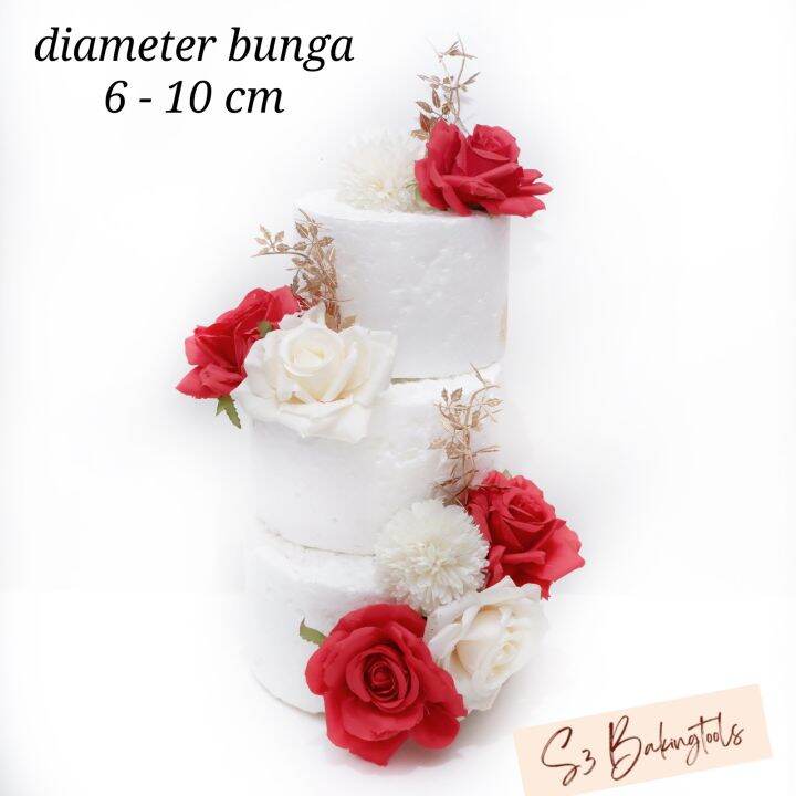 Cake topper hiasan kue mawar set merah putih | Lazada Indonesia