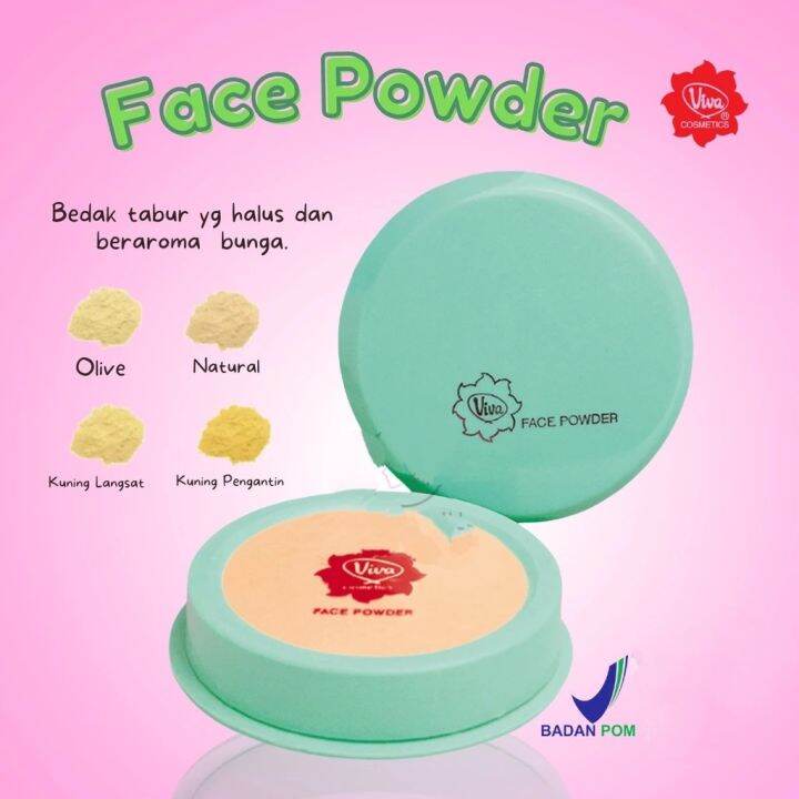 VIVA face powder bedak doos hijau tabur 25 gr - viva bedak mini ...