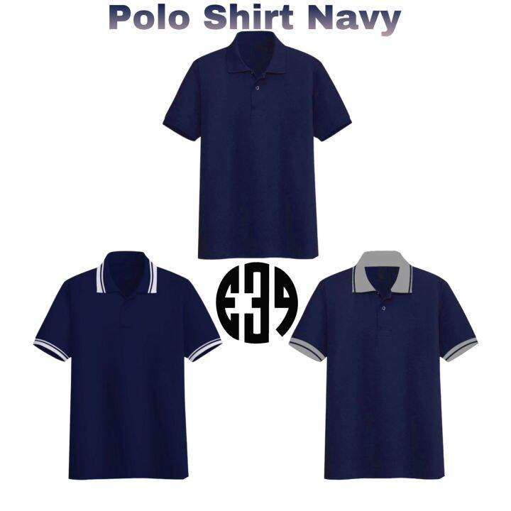 E39 - Kaos Polo Shirt BIRU DONGKER / NAVY Kerah Kombinasi List UNISEX | Lazada Indonesia