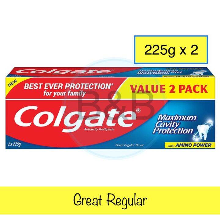Colgate Maximum Cavity Protection Great Regular 225g x 2 | Lazada