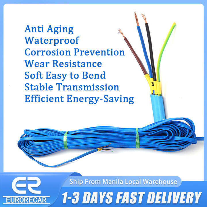 EURORECAR 2 Waterproof Power Cable Insulated Sheath Flat Shape Blue ...