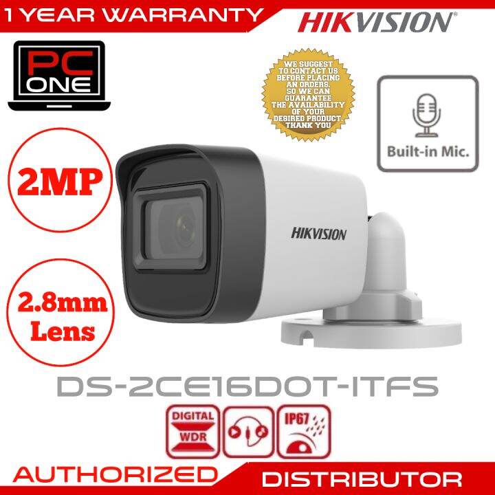 HIKVISION 2MP IP67 4in1 Bullet Camera 12VDC Built in Mic Metal Cover DS-2CE16D0T-ITFS | Lazada PH