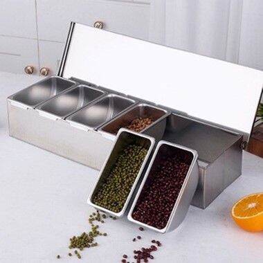 2/3/4/6 Compartment Condiment Rack Stainless Steel Kitchen Condiment ...