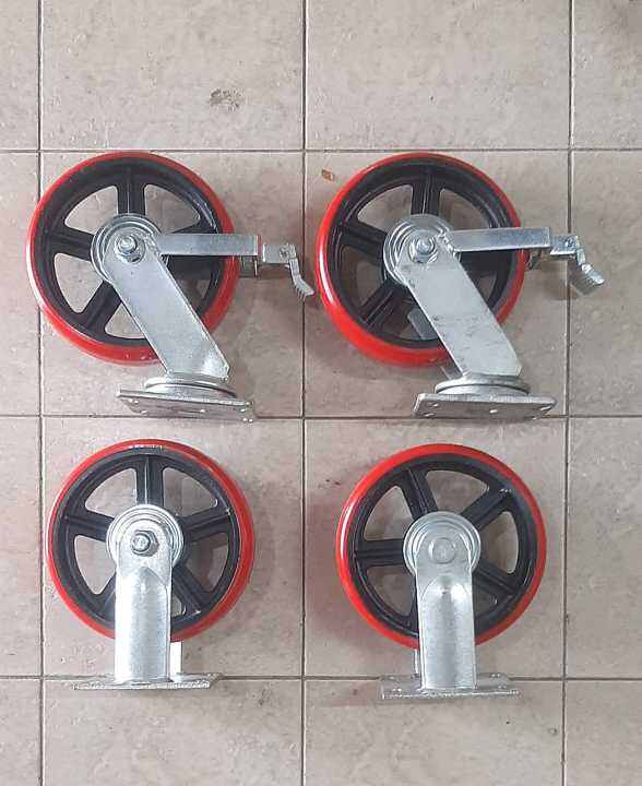 roda heavy duty korea ukuran 12 inch 2 hidup plus rem 2 mati 1set 4pcs ...