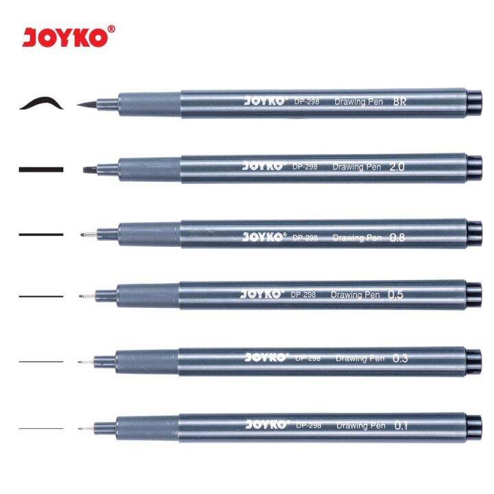 JOYKO Drawing Pen DP-298S 1 Set Pena Gambar Isi 6 Ukuran | Lazada Indonesia
