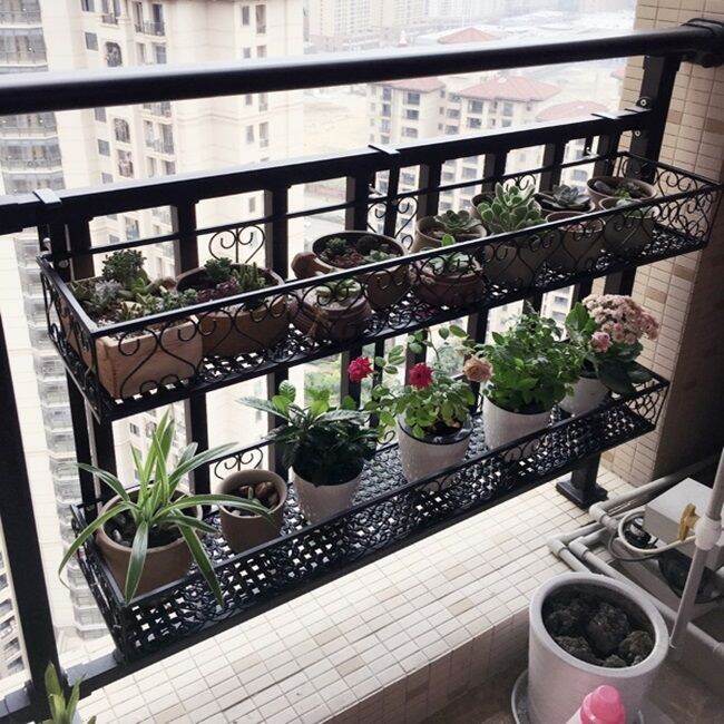 Wrought Iron Railing Flower Rack Guardrail Hanging Flower Rack Balcony ...