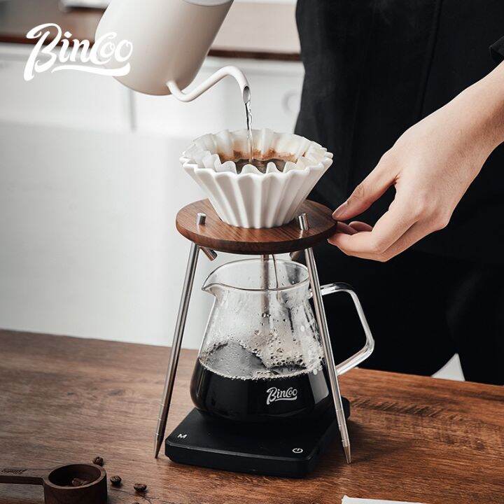 Bincoo ที่ยึดที่ดริปกาแฟชงกาแฟด้วยมือแบบพกพากลางแจ้งในบ้านไม้วอลนัตชุดหม้อกาแฟหม้อแบ่งปันชงกาแฟ ...