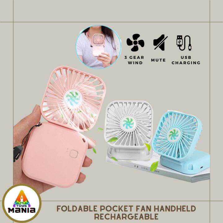 TOYS MANIA- Foldable Mini Fan Handheld Rechargeable Pocket Fan Neck ...