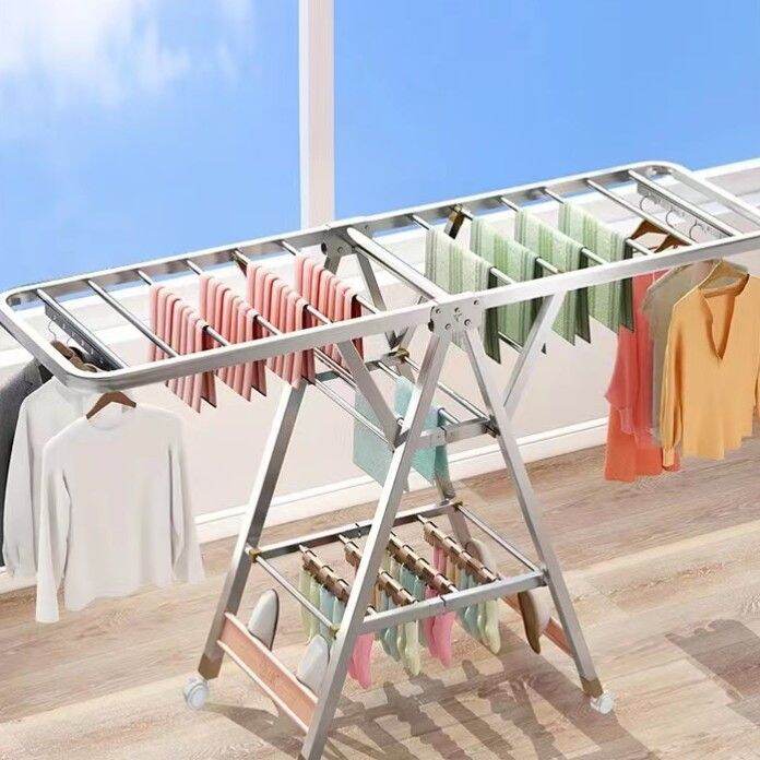 Stainless Steel Foldable Sampayan Foldable Clothes Drying Rack Indoor ...