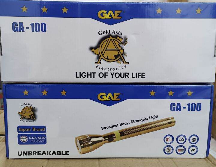 Torchlight Japan Brand GA-100 Long Range Golden Colour Flashlight ...