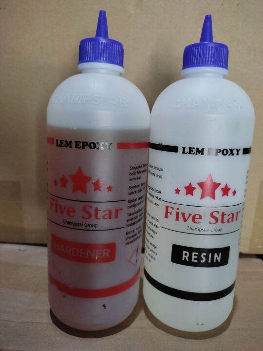 LEM KAYU EPOXY FIVE STAR TUTUP BIRU TUA BESAR HARDENER RESIN 1SET LEM ...