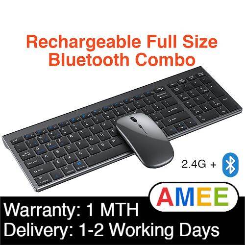 Rechargeable Full Size Multi Device Bluetooth Keyboard With 3 Connection Modes Bluetooth 3