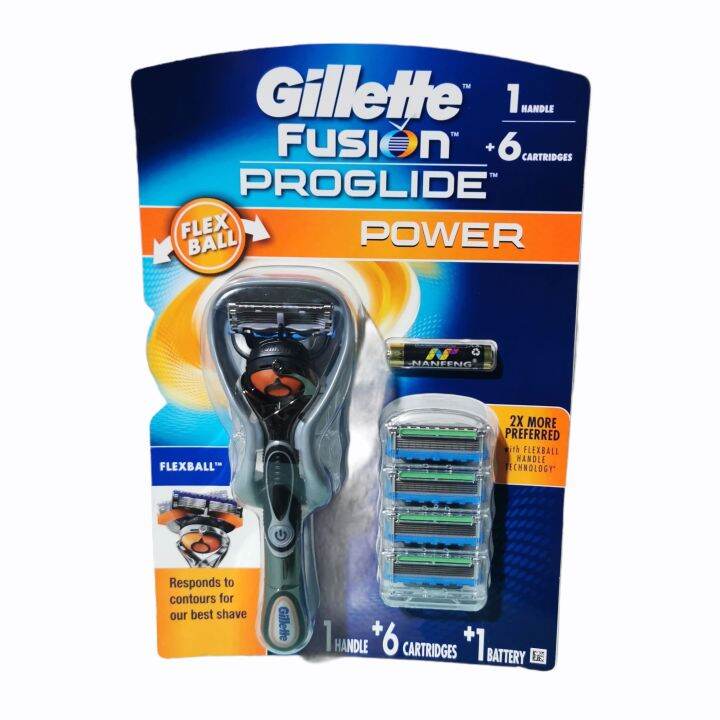 Gillette Fusion Proglide Razor, 1 Handle, 6 Cartridge, plus 1 Battery ...