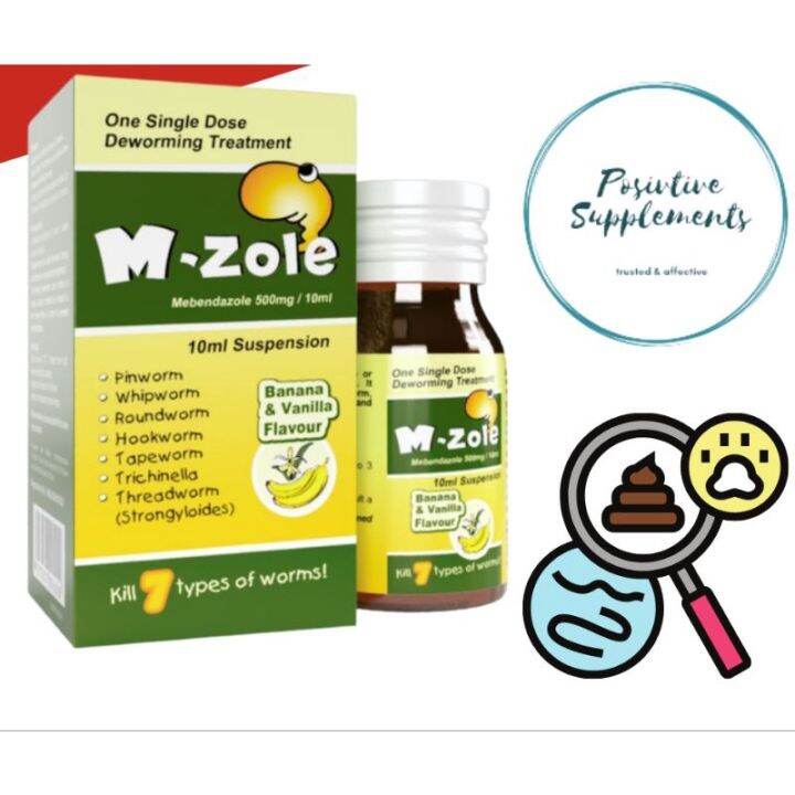 GENUINE M ZOLE SUSPENSION / TABLET 10ML DEWORM ALBENDAZOLE | Lazada