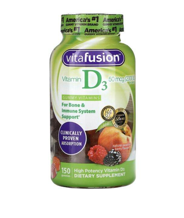 **VitaFusion, Vitamin D3, Natural Peach & Berry Flavors, 50 mcg ...