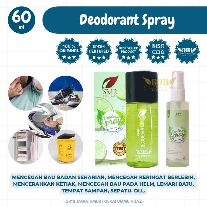 Y SR12 DEODORANT SPRAY DEODORAN HERBAL PENGHILANG BAU BADAN/KETIAK SR 12 - Reguler & Extra Lime ...