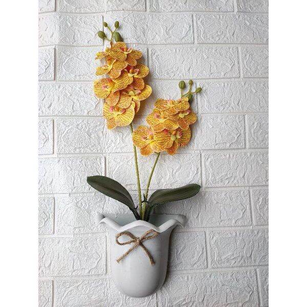 bunga anggrek latex 2 cabang artificial pot tempel dinding | Lazada ...