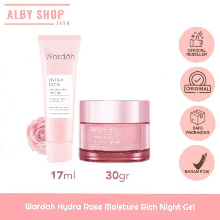 Wardah Hydra Rose Moisture Rich Night Gel - Wardah Hydra Rose Night ...