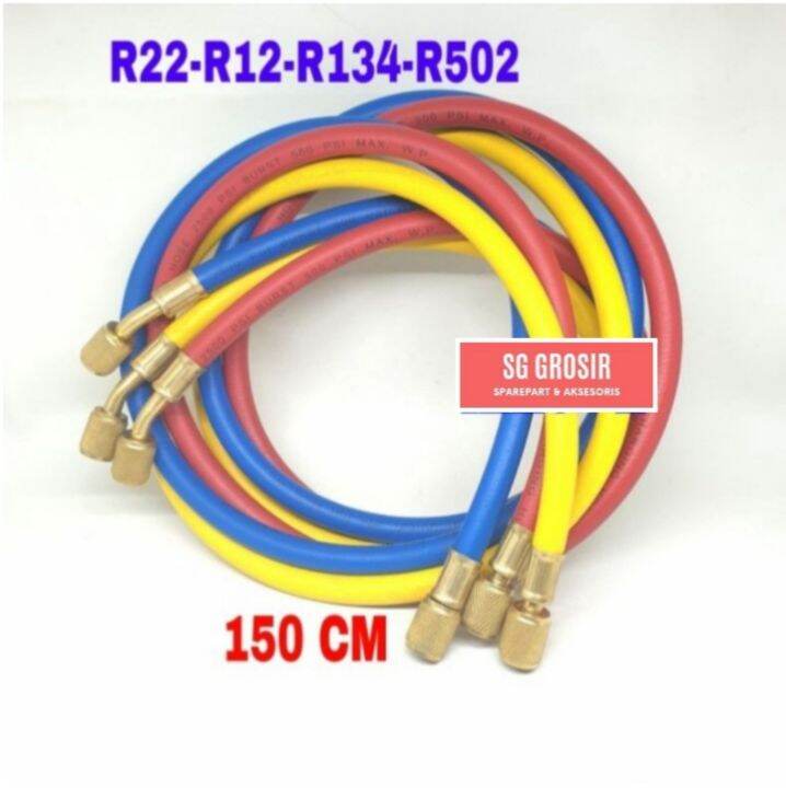 Selang freon AC R22 set 150 cm / selang manifold testing / pengisi R12 ...