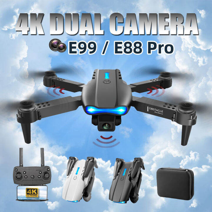 DRONE E99 Pro 4K HD FPV Wide K3 Angle Profession SINGLE Camera Hight Hold , 4K Kamera Hd Posisi ...
