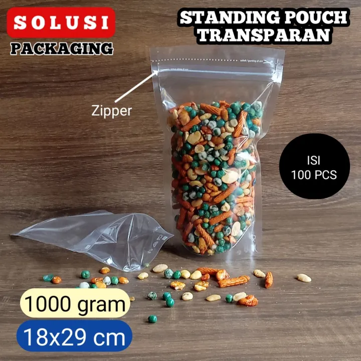 ISI 100 PCS Standing Pouch TRANSPARAN 1Kg KPACK LIGHTPACK 1829 Plastik ...