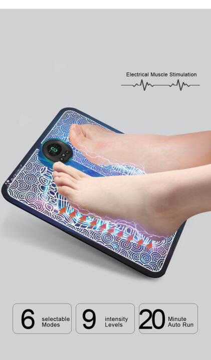 EMS Electric Foot Massage Pad Pulse Akupunktur Charge Meningkatkan ...