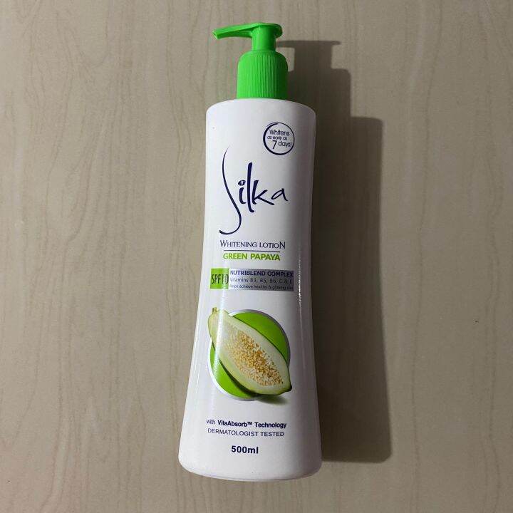 Silka Whitening Lotion Green Papaya 500ml Pump SPF10 | Lazada PH