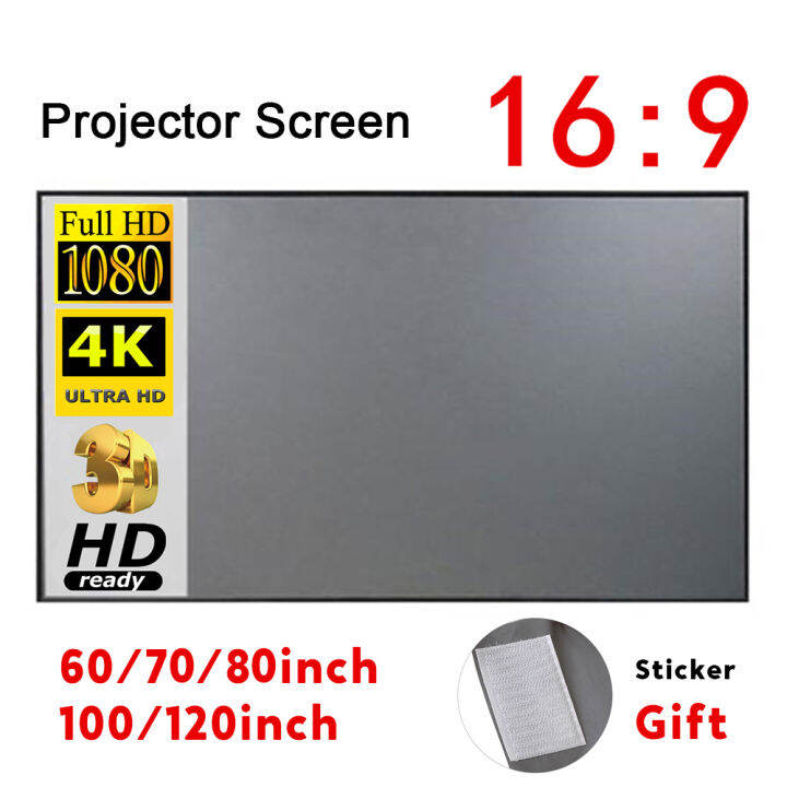 Projector Screen Simple Folding Metal Anti-light Curtain 100 inch 16: 9 ...