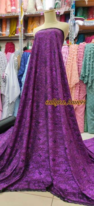 bahan brokat bonding / kain brokat plus.furing / brokat kebaya mewah ...