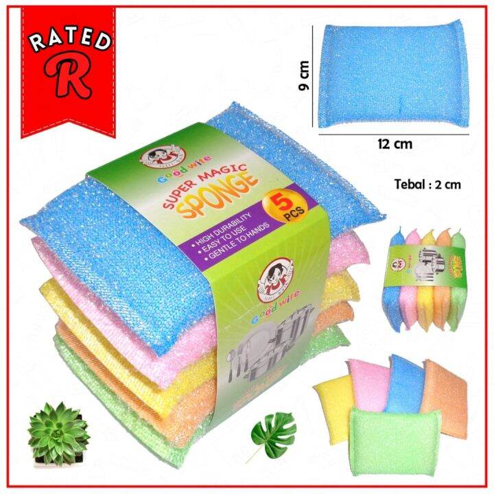 Spons Cuci Piring Warna Warni/ Super Magic Sponge/ Busa Cuci Piring ...